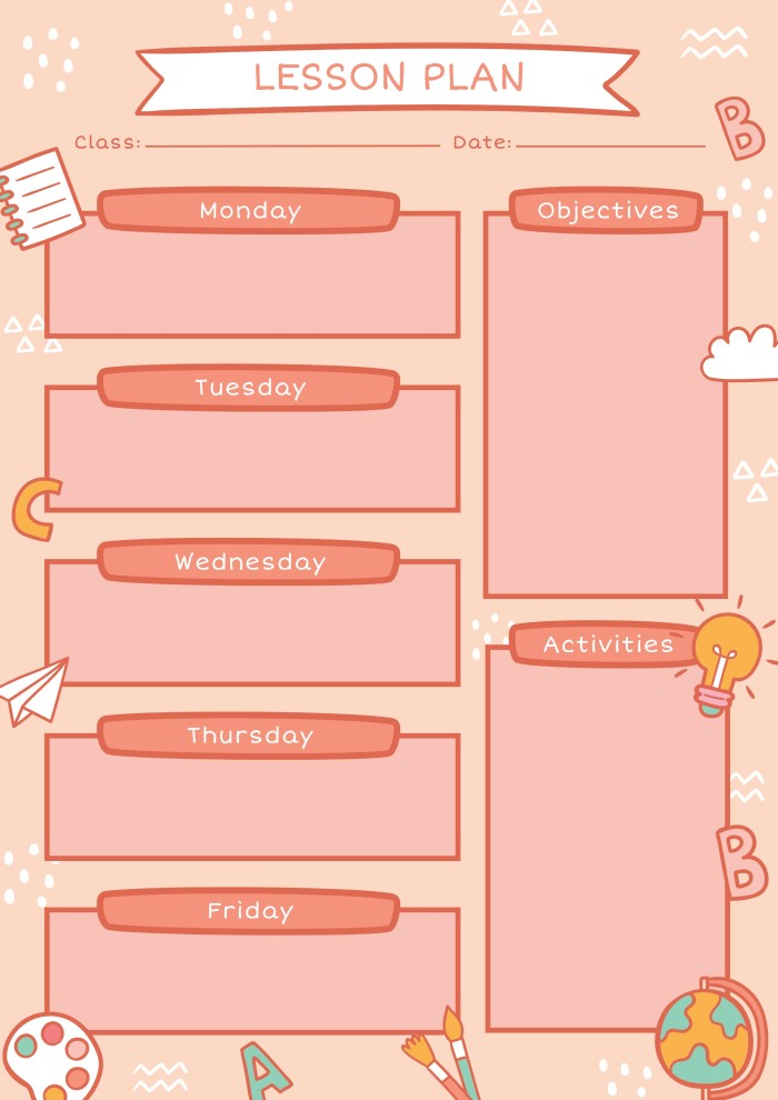 Free Cute Doodle Back To School Lesson Plan Template