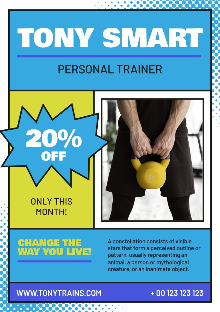 Free Creative Comic Personal Trainer Flyer Template