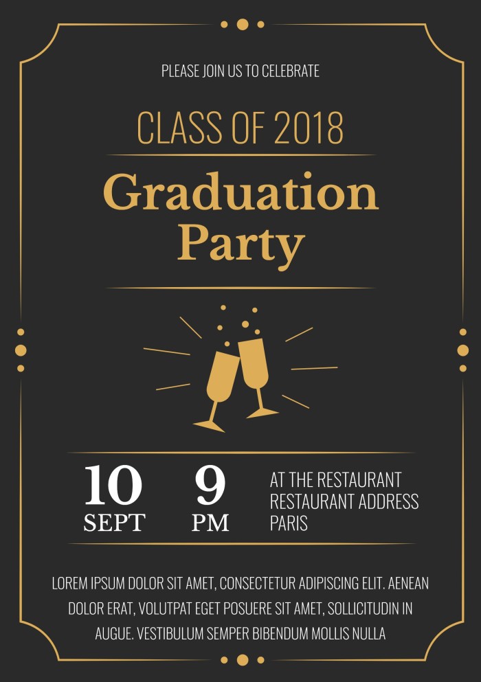 Free Elegant Dark Graduation Party Invitation Template