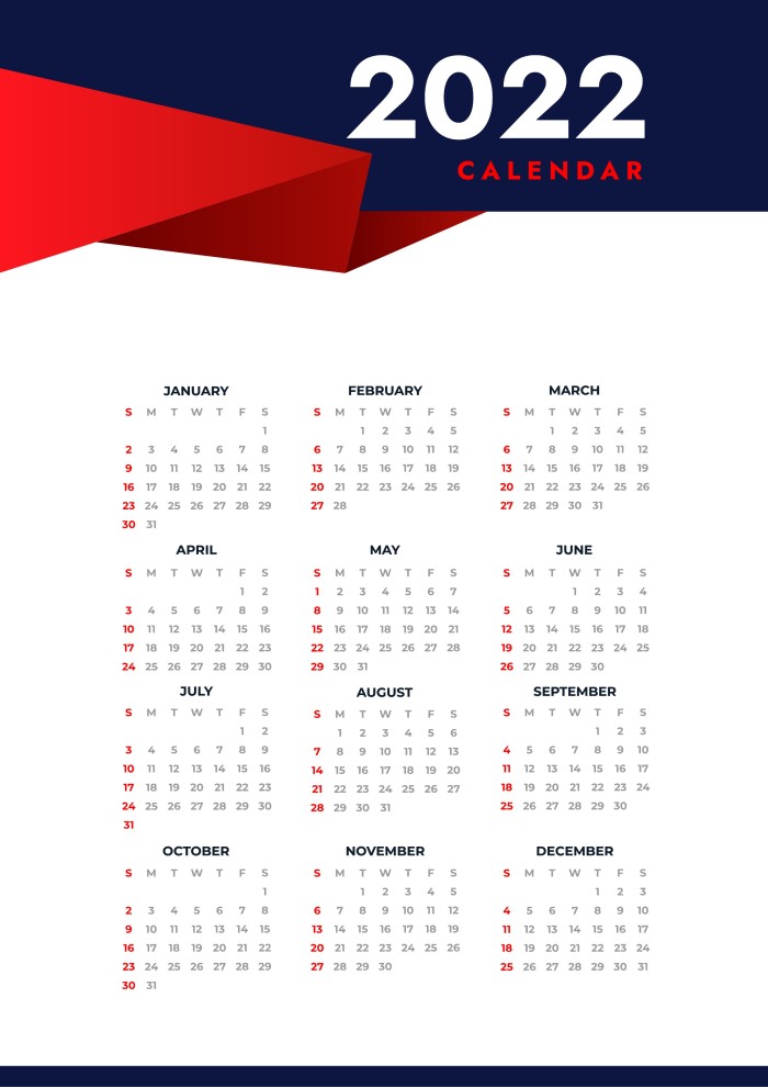 Free Simple Office Yearly Calendar Template
