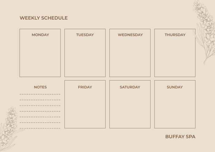 Free Aesthetic Buffay Spa Schedule Template To Edit