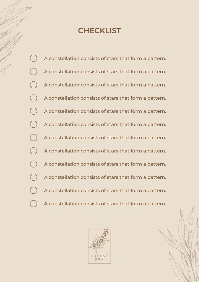 Free Aesthetic Buffay Spa Checklist Template