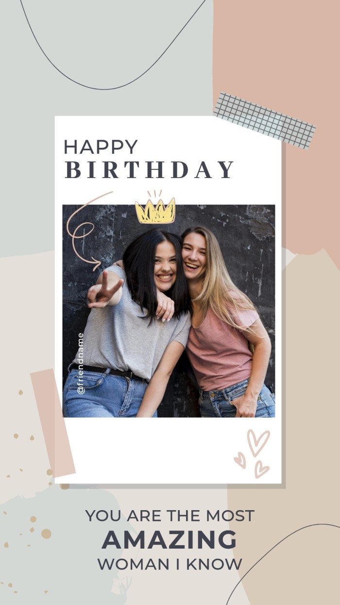 Happy Birthday Instagram Story With Hand drawn Details Template