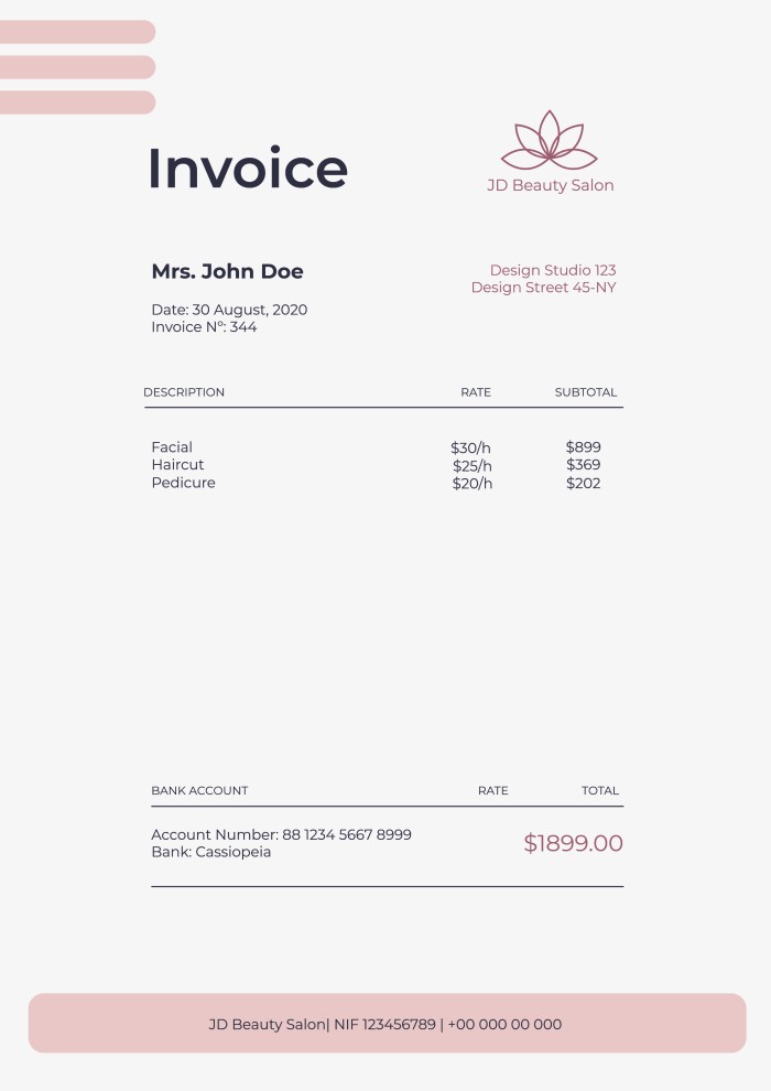Hair Salon Invoice Template