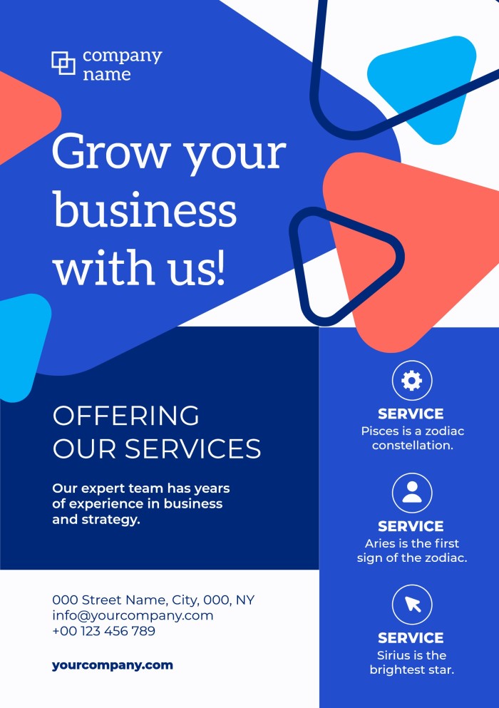 Free Geometric Blue Business Services Flyer Template