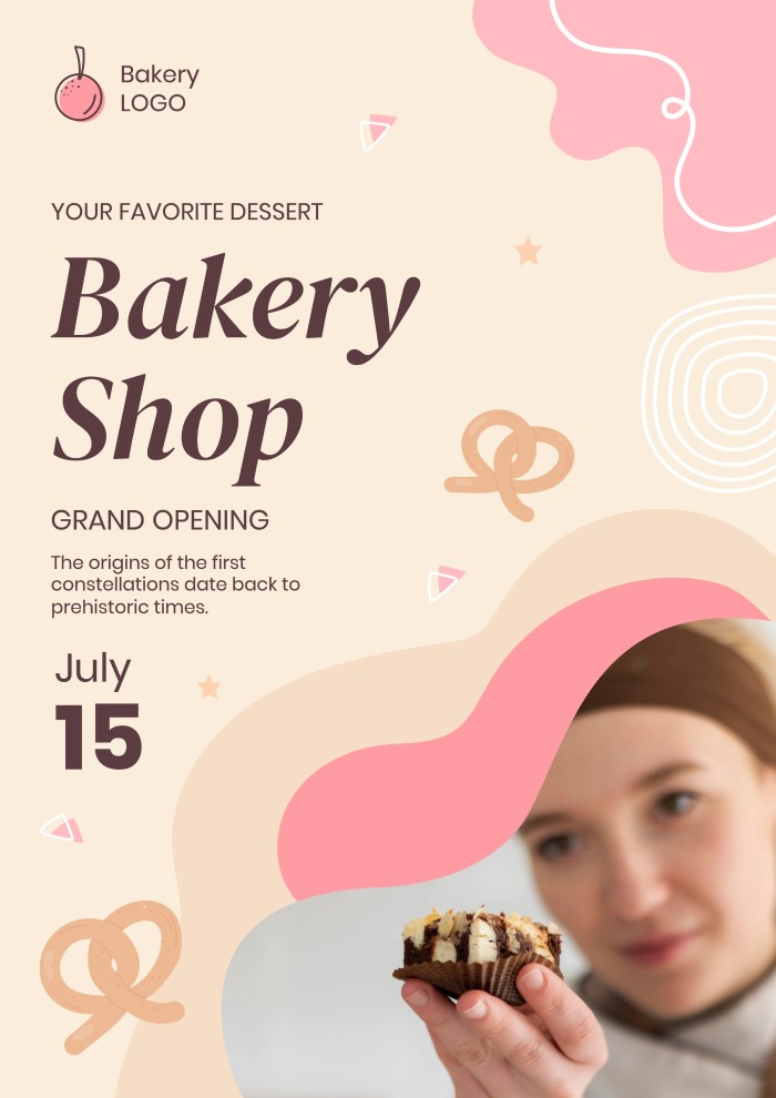 Free Cute Bakery Shop Grand Opening Poster Template