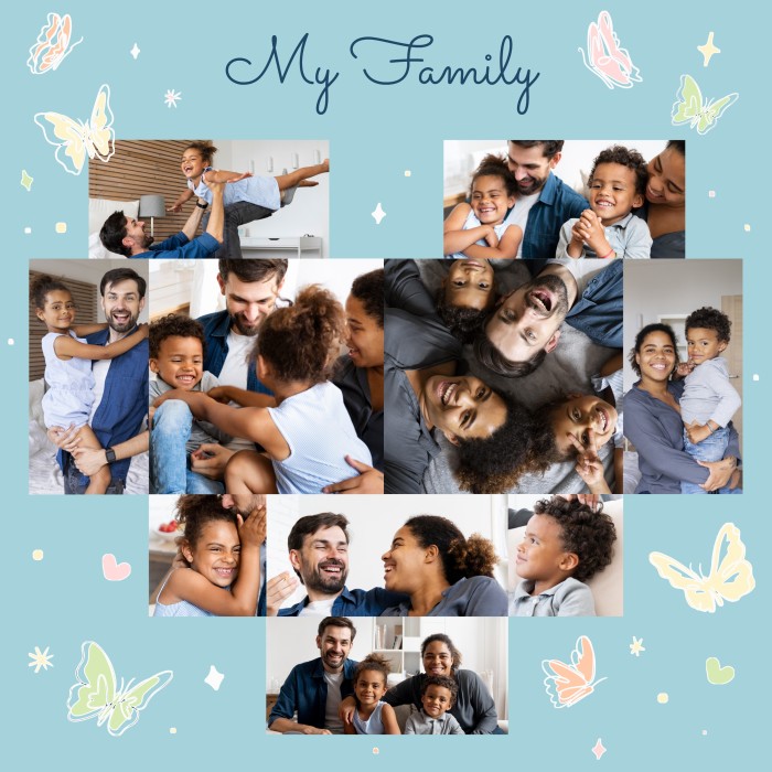 Free Cute Family Layout Heart Photo Collage Template