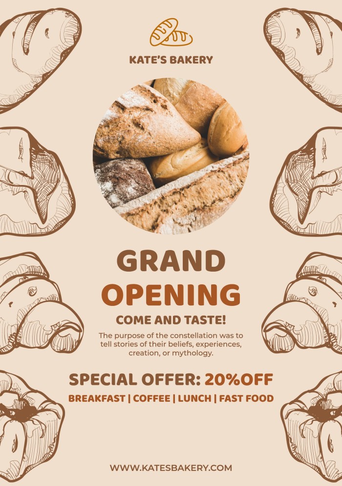 Free Hand drawn Kate s Bakery Opening Flyer Template