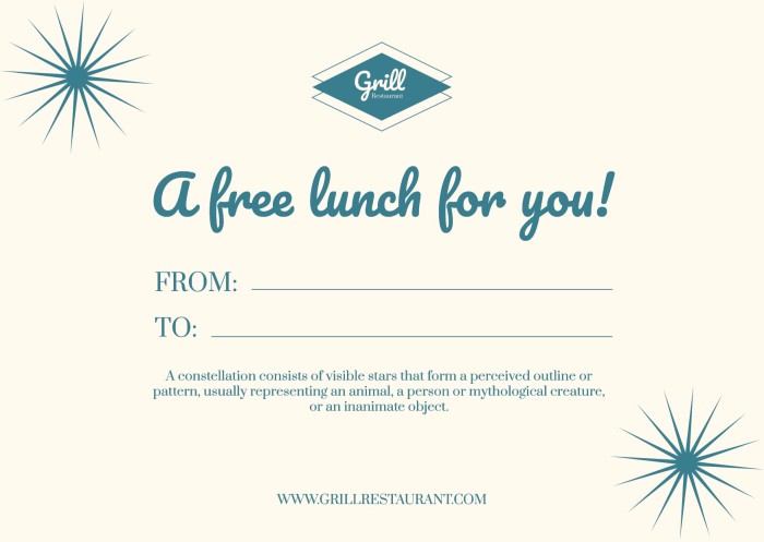 Free Mid Century Restaurant Gift Certificate Template