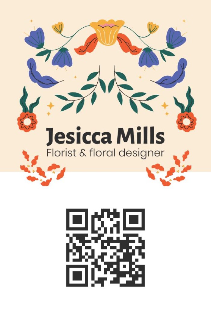 Customize This Hand drawn Floral Studio QR Code ID Card Design Online Customize This Hand drawn Floral Studio QR Code ID Card Design Online
