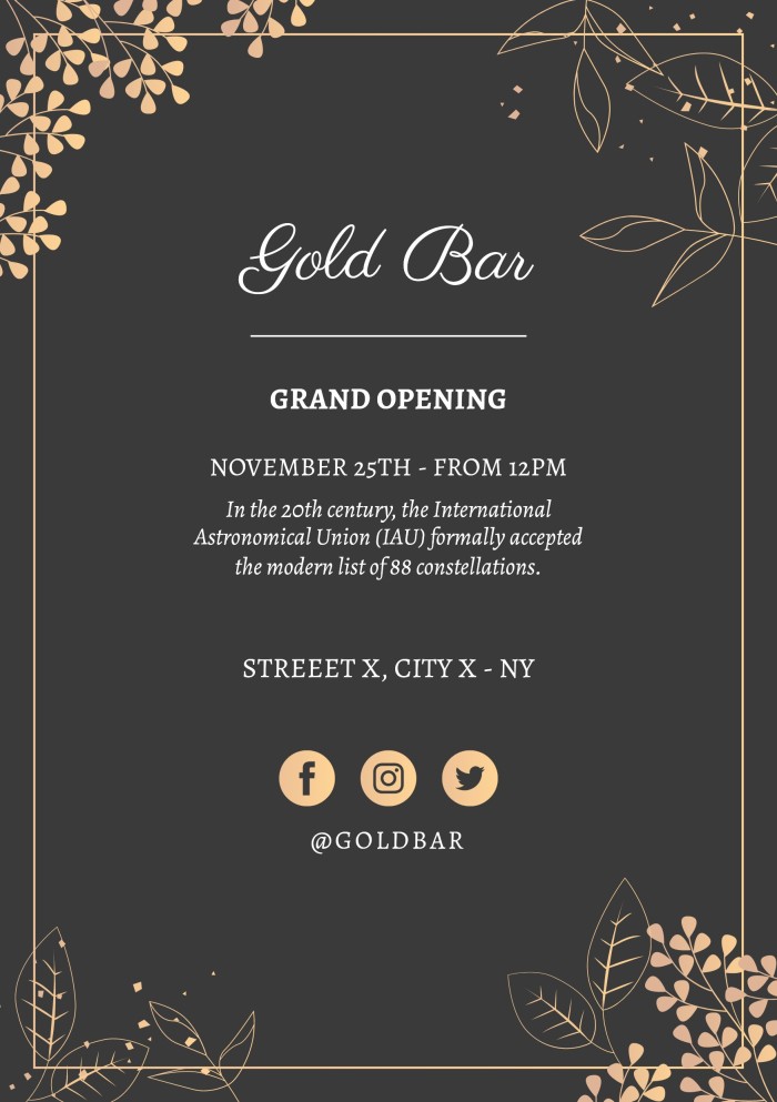 Free Elegant Gold Bar Grand Opening Invitation Templates To Design Wepik