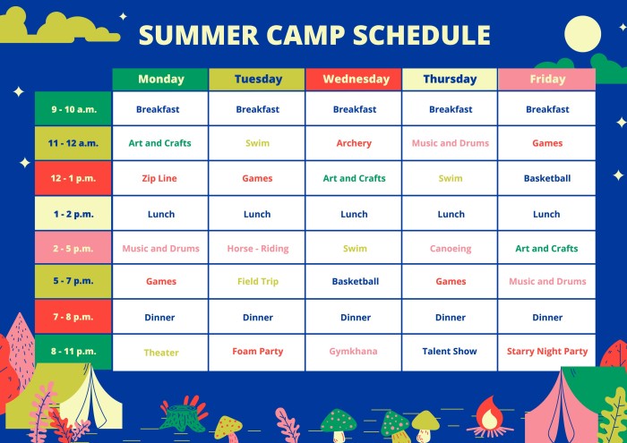 K ta Hayat Al akg n ll l k Summer Camp Schedule Template Thirakavitha