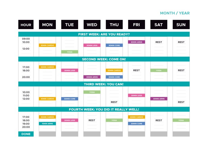 Free Simple Gym Monthly Routine Schedule Template