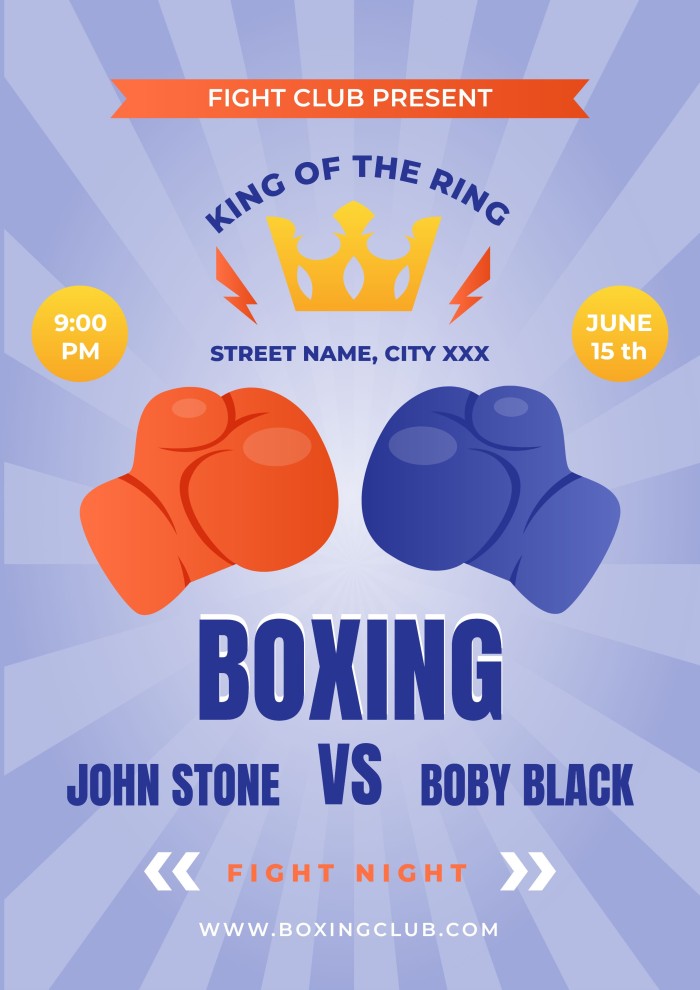 Free Hand drawn Boxing Figth Night Poster Template