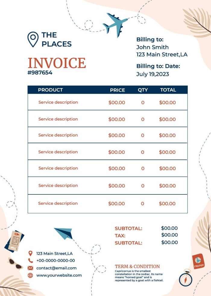 Personalize this Hand-drawn The Places Travel Agency Invoice ready-made ...