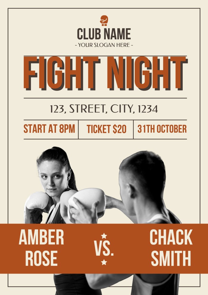 Free Vintage Boxing Fight Night Poster Template
