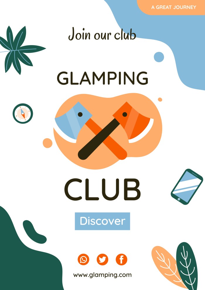 Free Hand drawn Glamping Club Poster Template