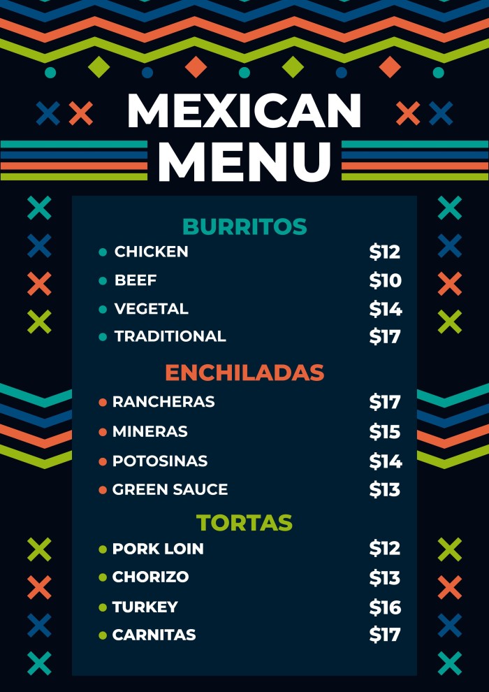 Free Geometric Azteca Mexican Menu Template To Customize