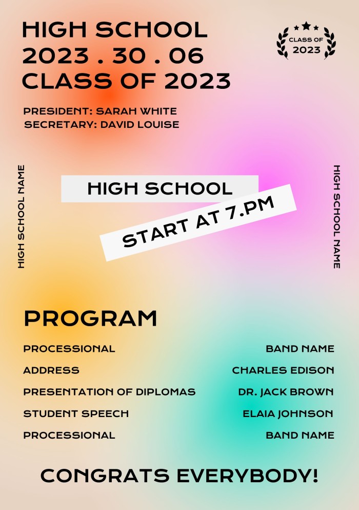 Free Gradient Graduation Program Invitation Template