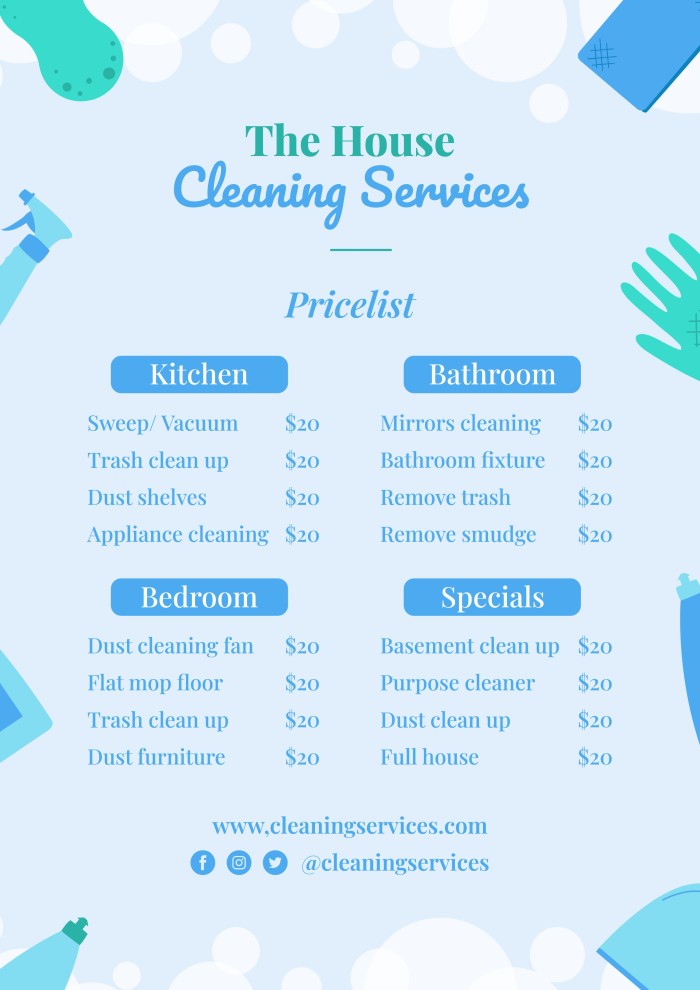 Free Superclean Cleaning Services Price List Template
