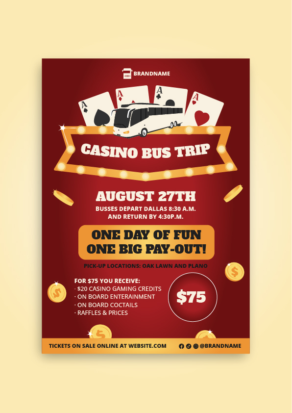 Free Professional Travel Agency Casino Bus Trip Flyer Templates To 