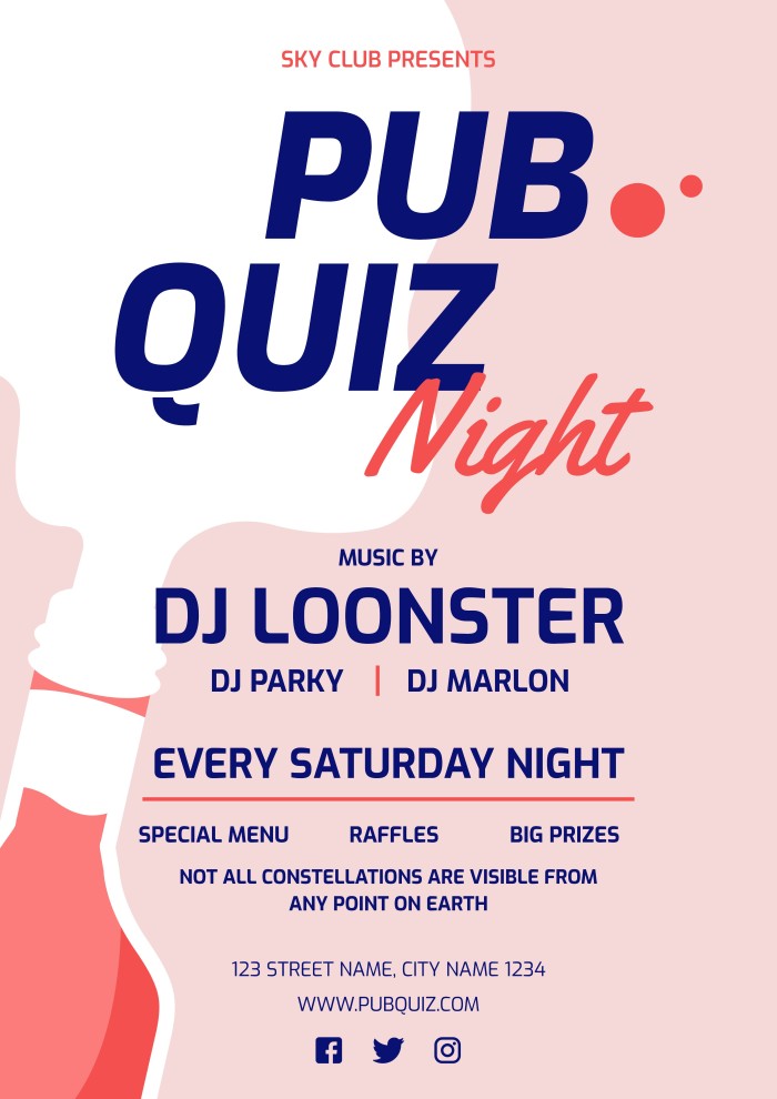 Pub Quiz Poster Template Pub Quiz Poster Template