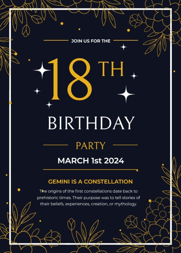 Personalize For Free This Linear Simple Join Us For The 18th Birthday 