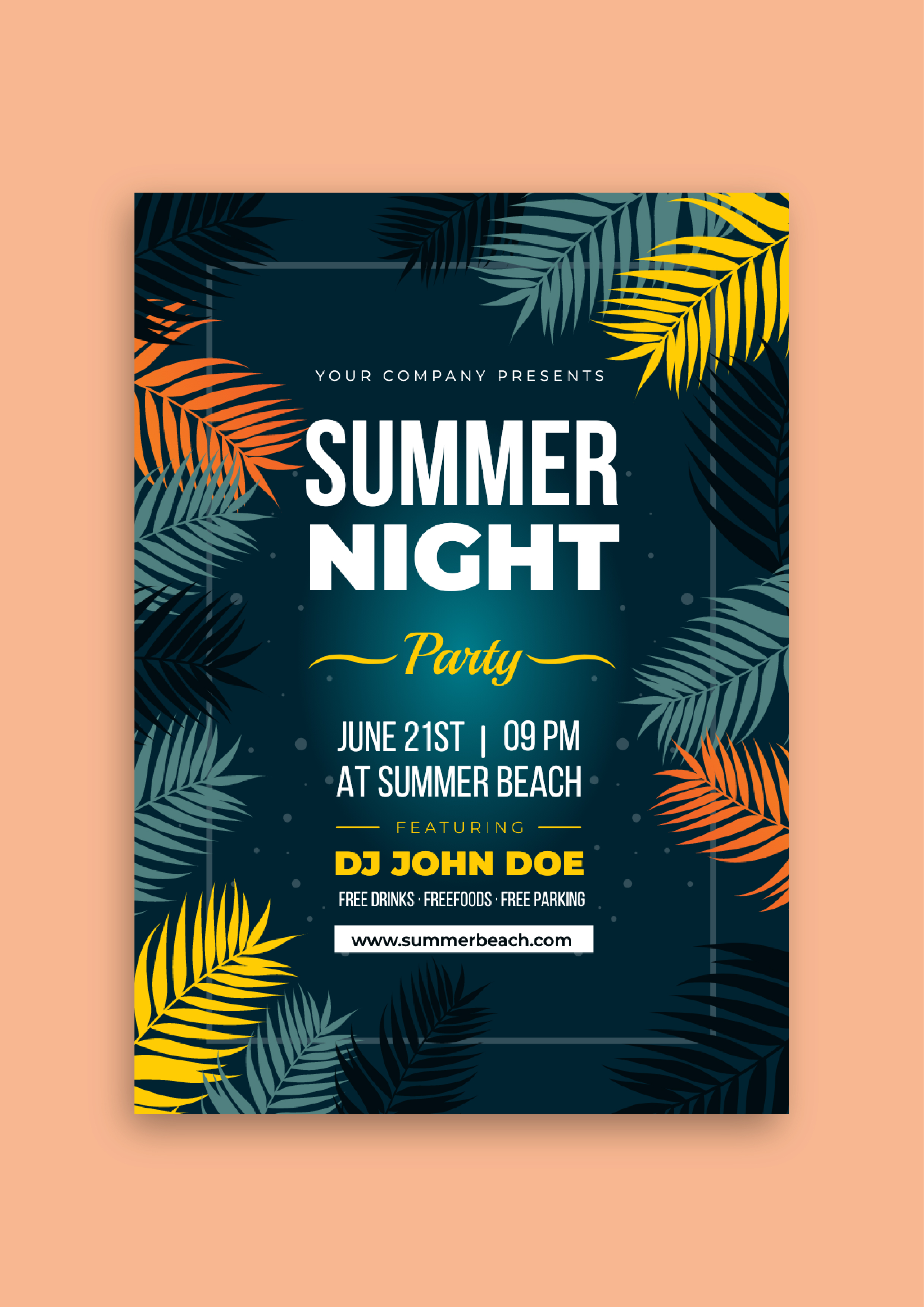 Customize This Gradient Hand drawn Summer Night Party Flyer Layout For Free