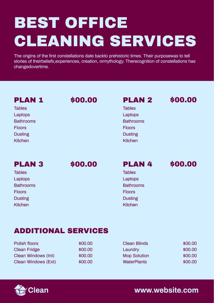 Edit This Professional Duotone Best Office Cleaning Price List Ready Edit This Professional Duotone Best Office Cleaning Price List Ready