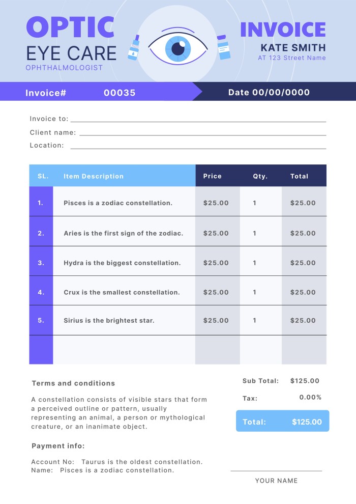 Design This Flat Hand drawn Optic Eye Care Invoice Template For Free Design This Flat Hand drawn Optic Eye Care Invoice Template For Free