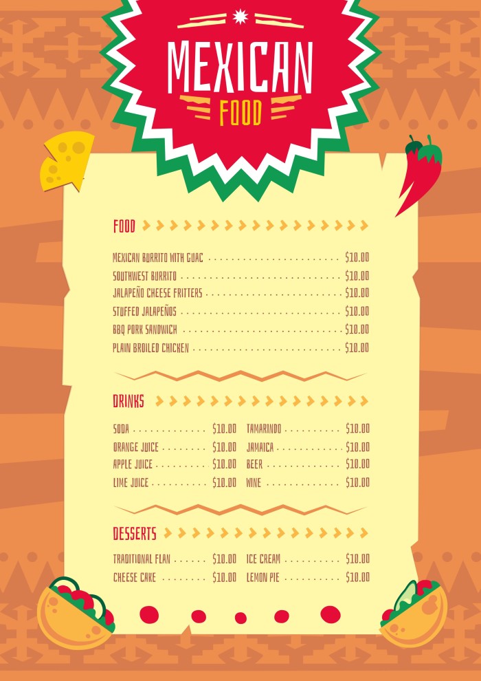 Customize This Flat Ornamental Mexican Restaurant Menu Layout For Free