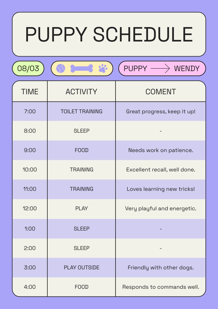 Personalize And Get This Linear Cool Puppy Schedule Template Personalize And Get This Linear Cool Puppy Schedule Template