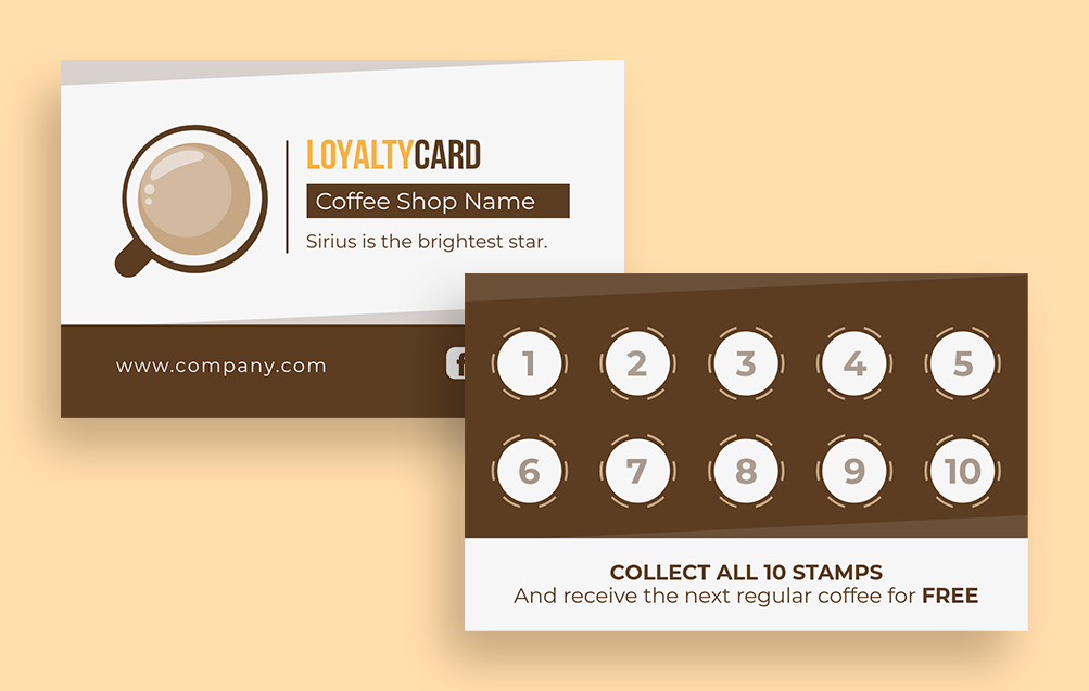 Free Simple Brown Coffee Shop Loyalty Card Template