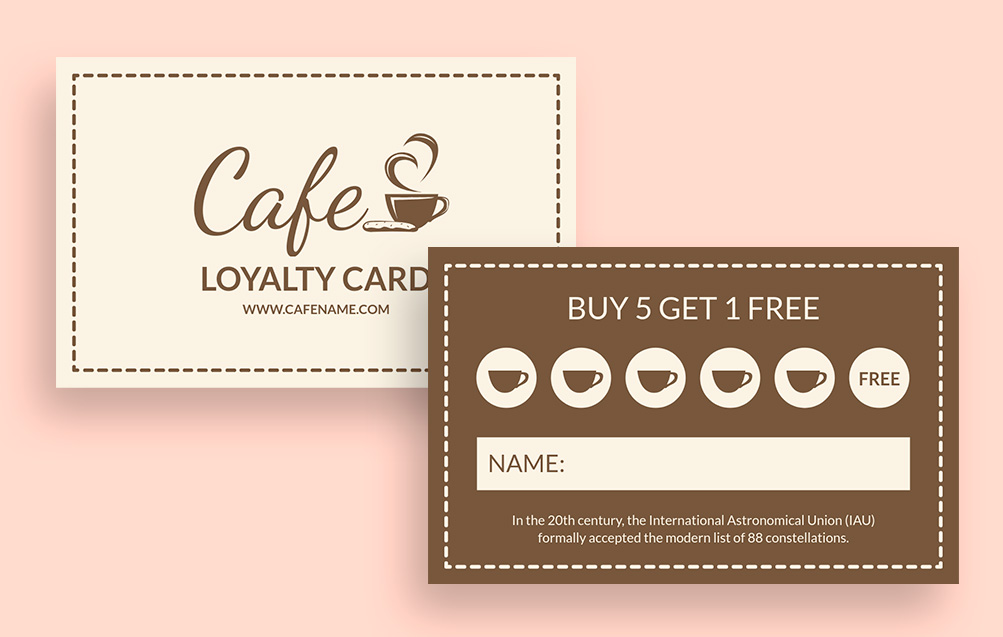 Free Cute Hearts Coffee Shop Loyalty Card Template