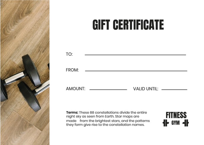 Free Fitness Personal Trainer Gift Certificate Template