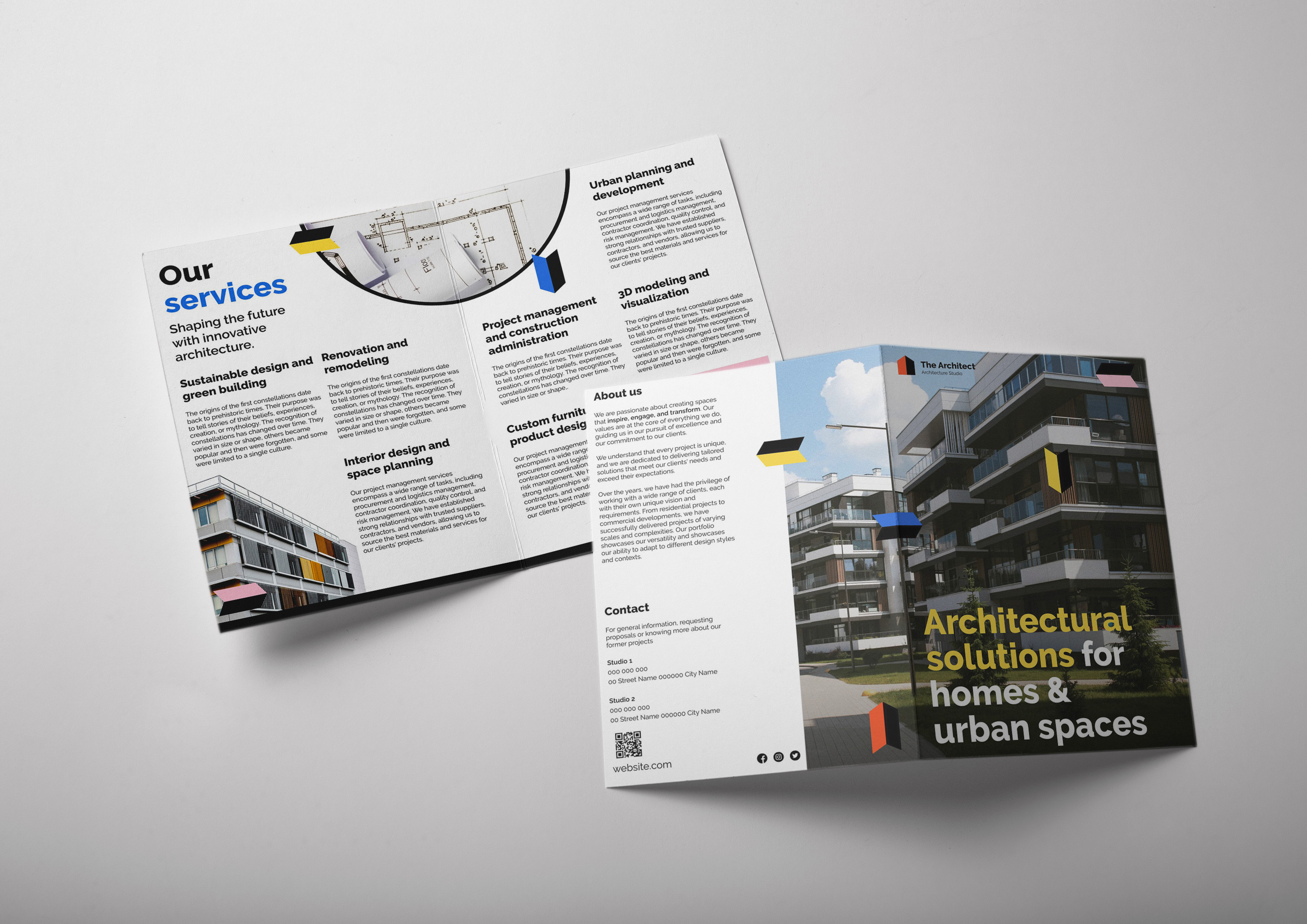 Design Online This Colorful Creative Architect Bifold Brochure Template
